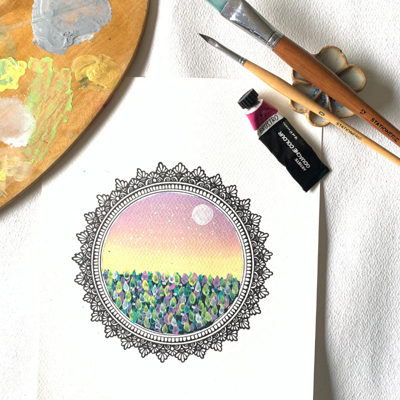 Gouache Mandala Making