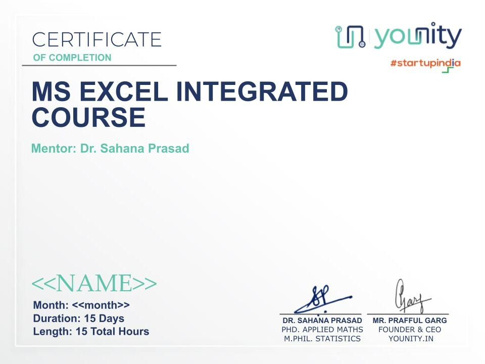 MS Excel Integrated Pre Recorded Course