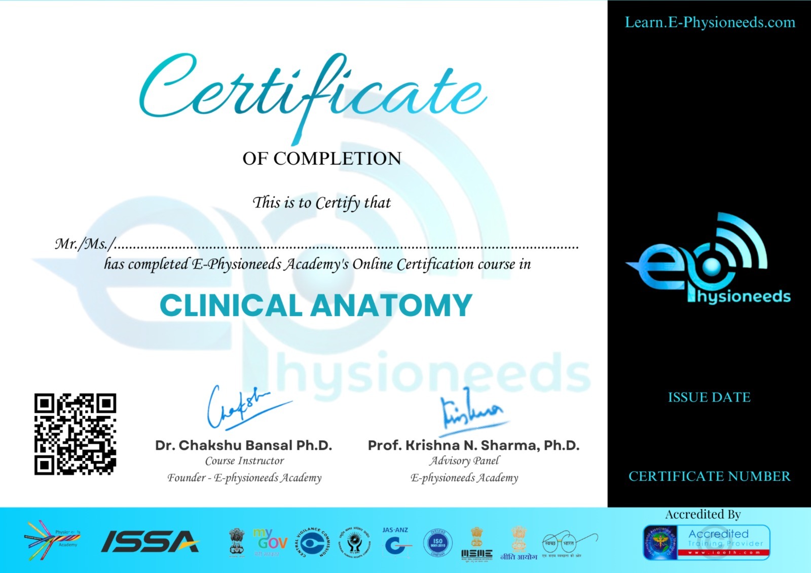 Online Certificate in Clinical Anatomy | Physioneeds Academy