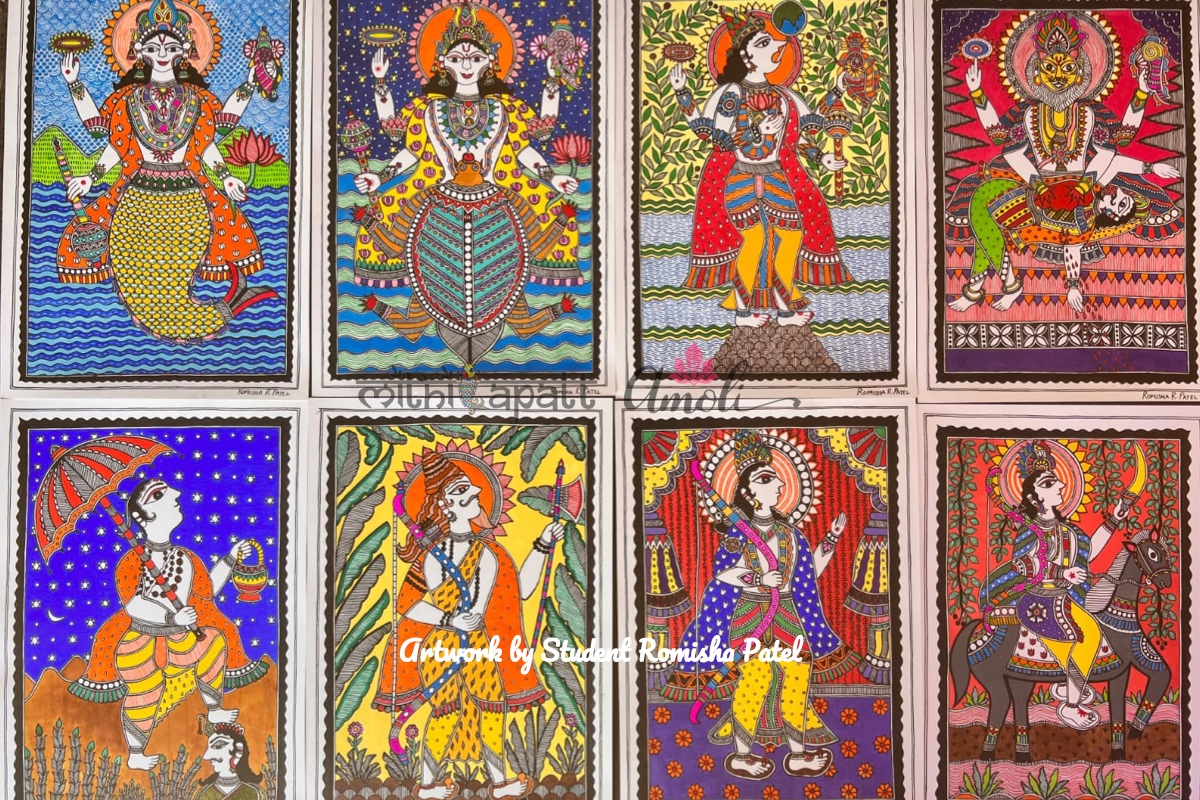 Advanced Learning - Shri Vishnu Dashavatar in Madhubani Art-form by ...